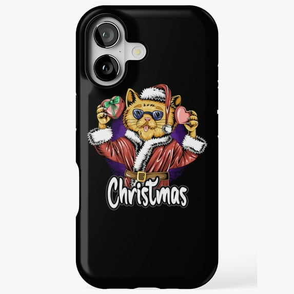 Cool Cat Wearing Holiday Outfit Graphic Case iPhone 17 11 12 13 14 15 ...