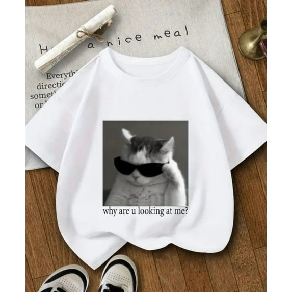 Cool Cat with Sunglasses Graphic Tee Attitude Style Text Illustration ...