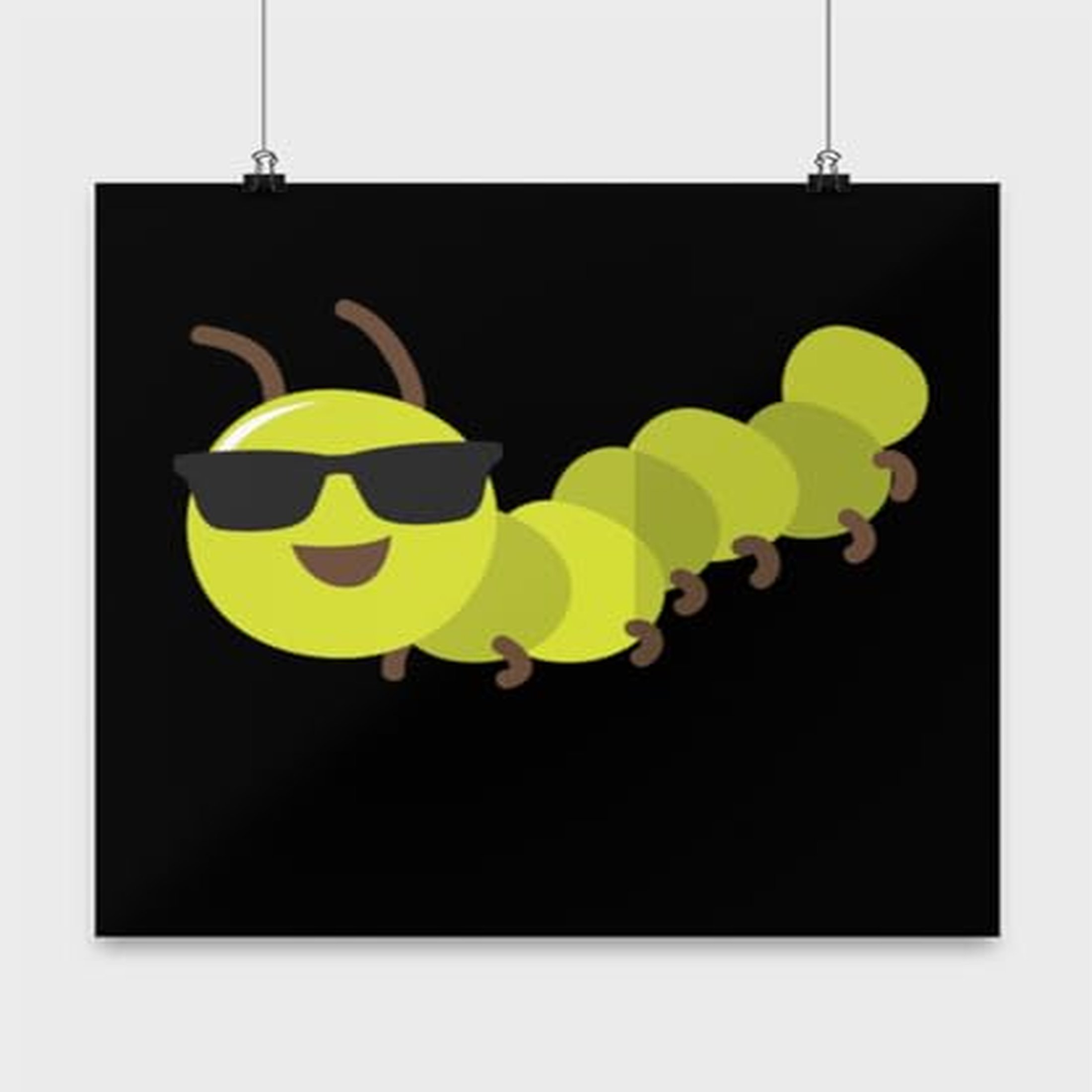 Cool Caterpillar Bug Poster | 13x13in Black Wall Art | Perfect Gift for ...