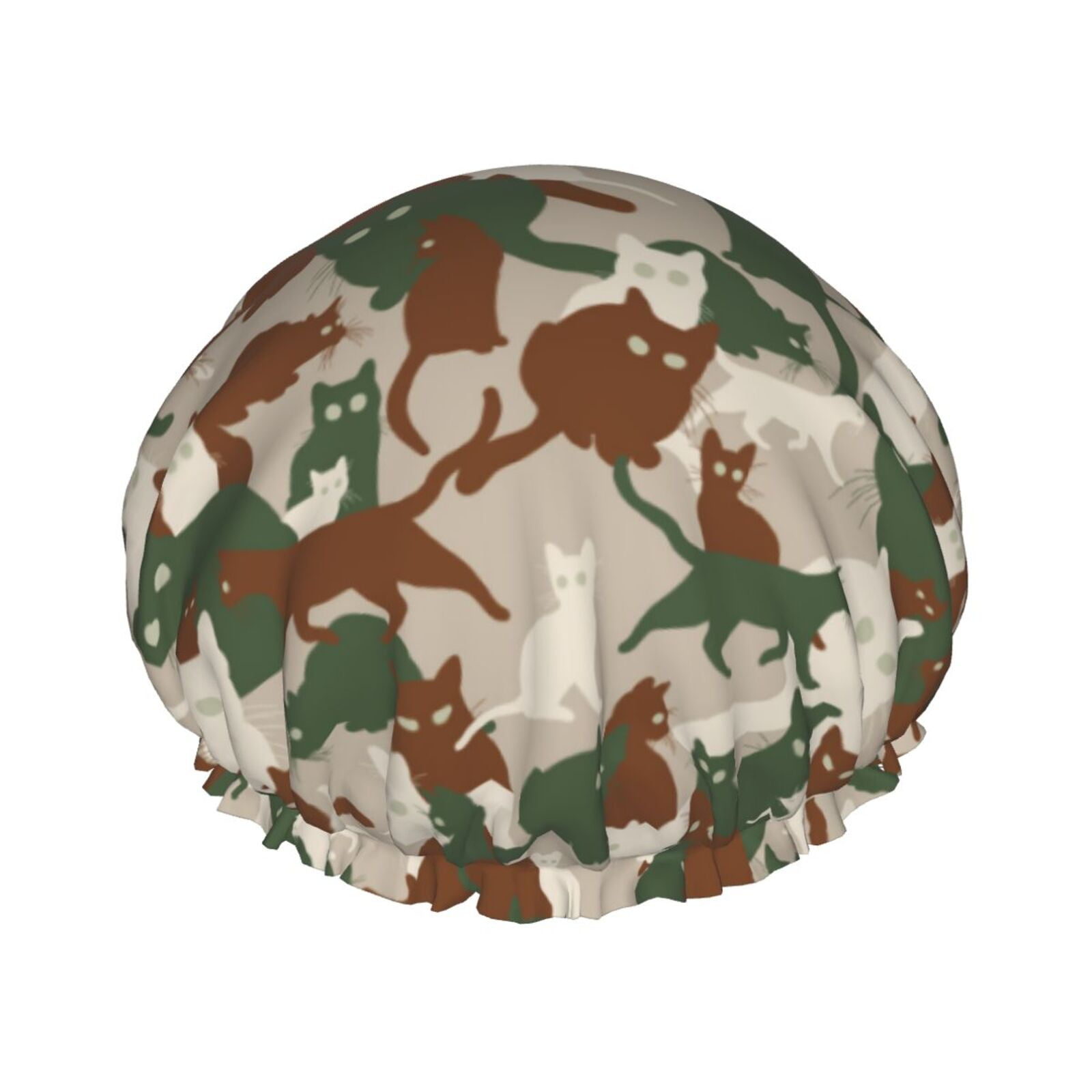 Cool Cats Camouflage Shower Cap for Women, Double Waterproof Layers ...