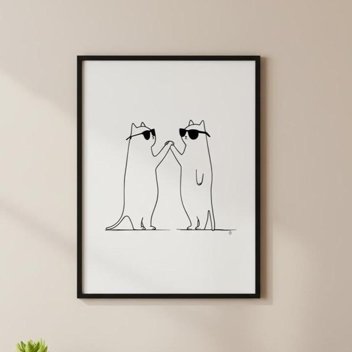 Cool Cats Fist Bump, Handshake Wall Art | Cat Print | Minimalist Modern ...