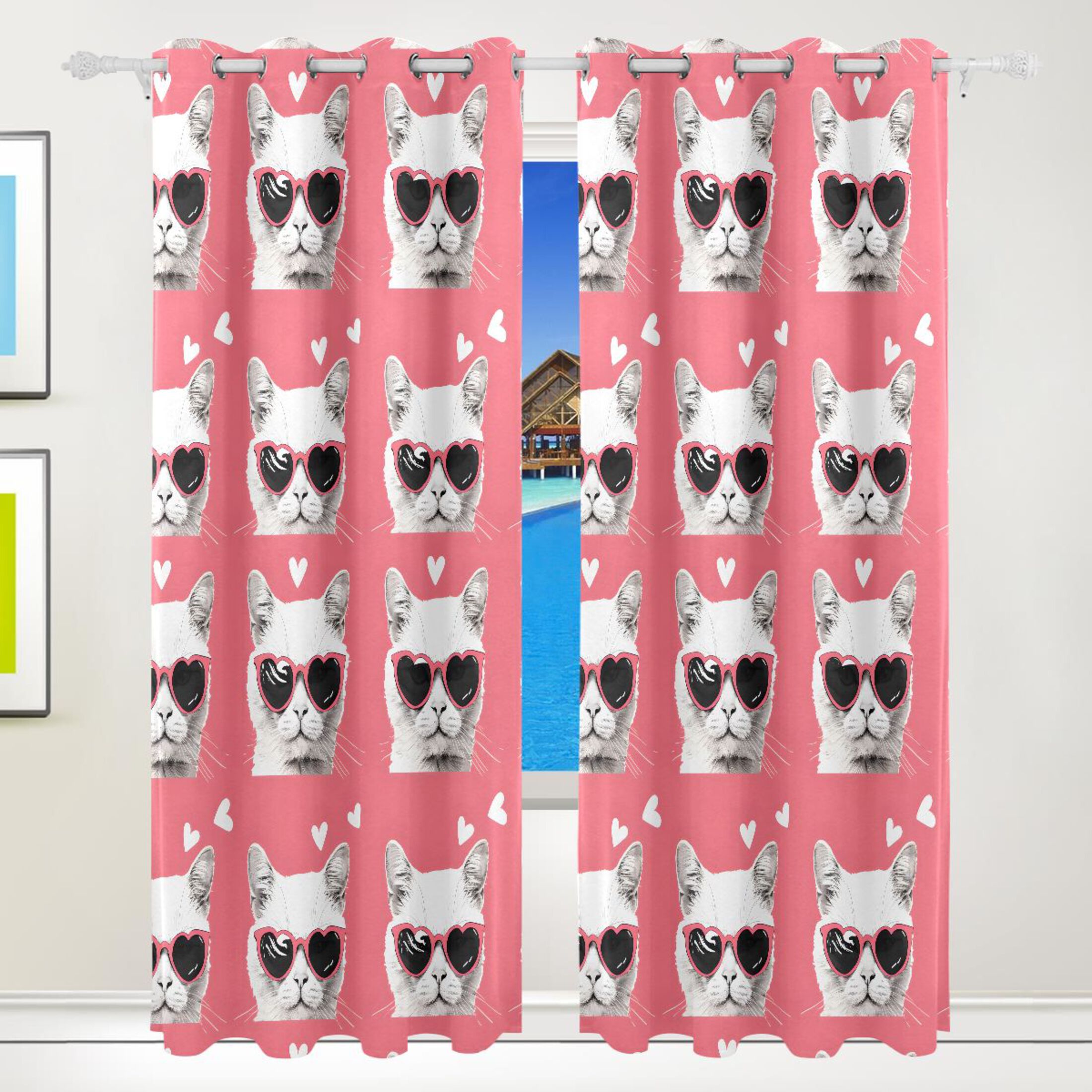 Cool Cats with Sunglasses Blackout Curtains 84 inch Length 2 Panels ...
