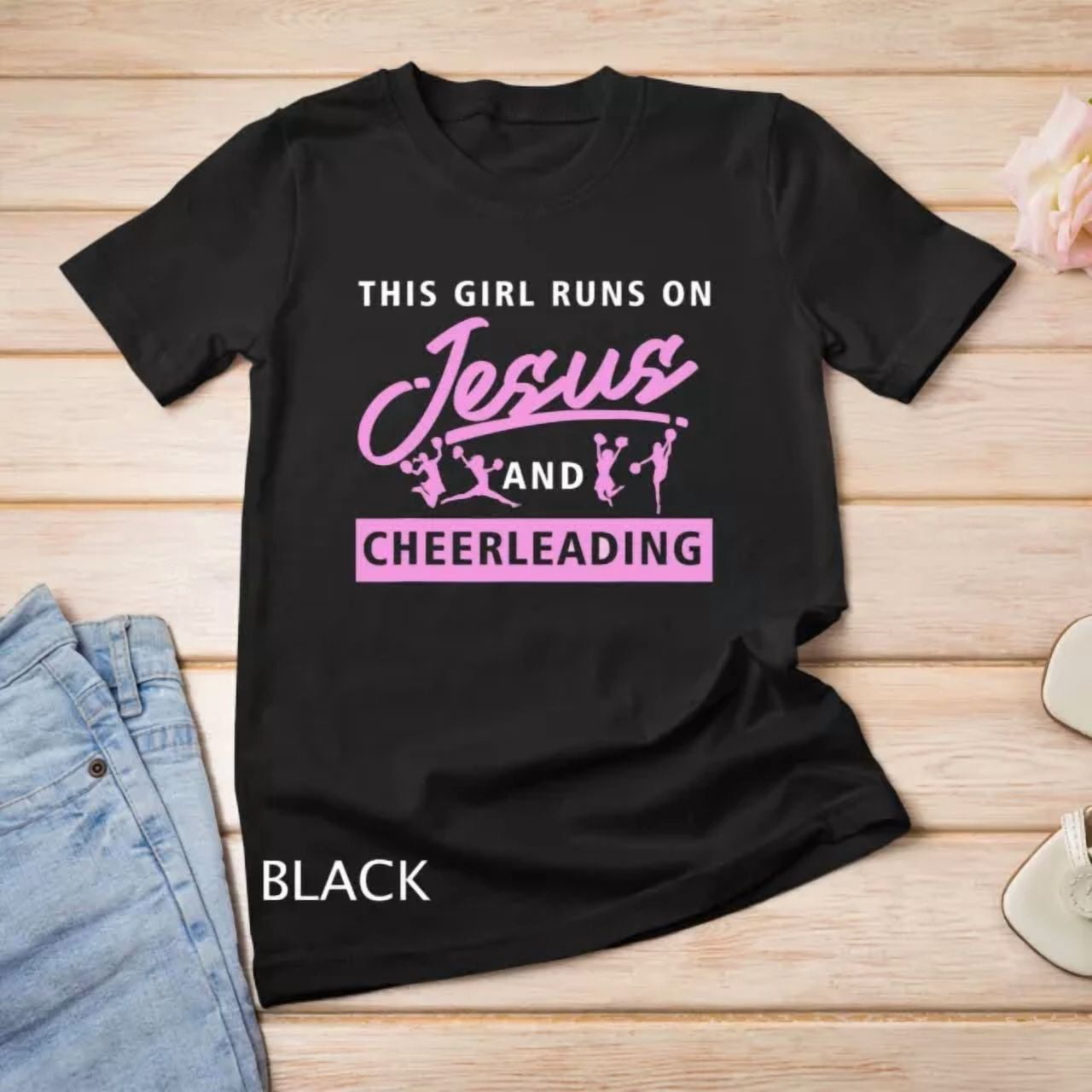 Cool Cheerleader Art For Women Girl Cheerleading Jesus Cheer Unisex T ...