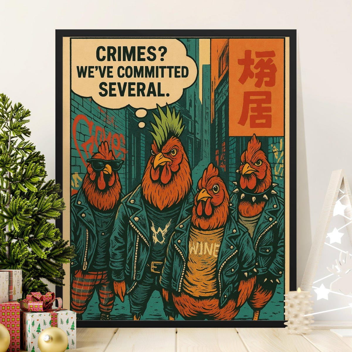 Cool Chicken Gang Poster, Funny Animal Gang Art, Unique Wall Art ...