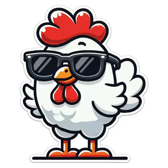 Cool Chicken Sticker - Id2 Phone Decal Water Bottle Stickers Car Decals ...