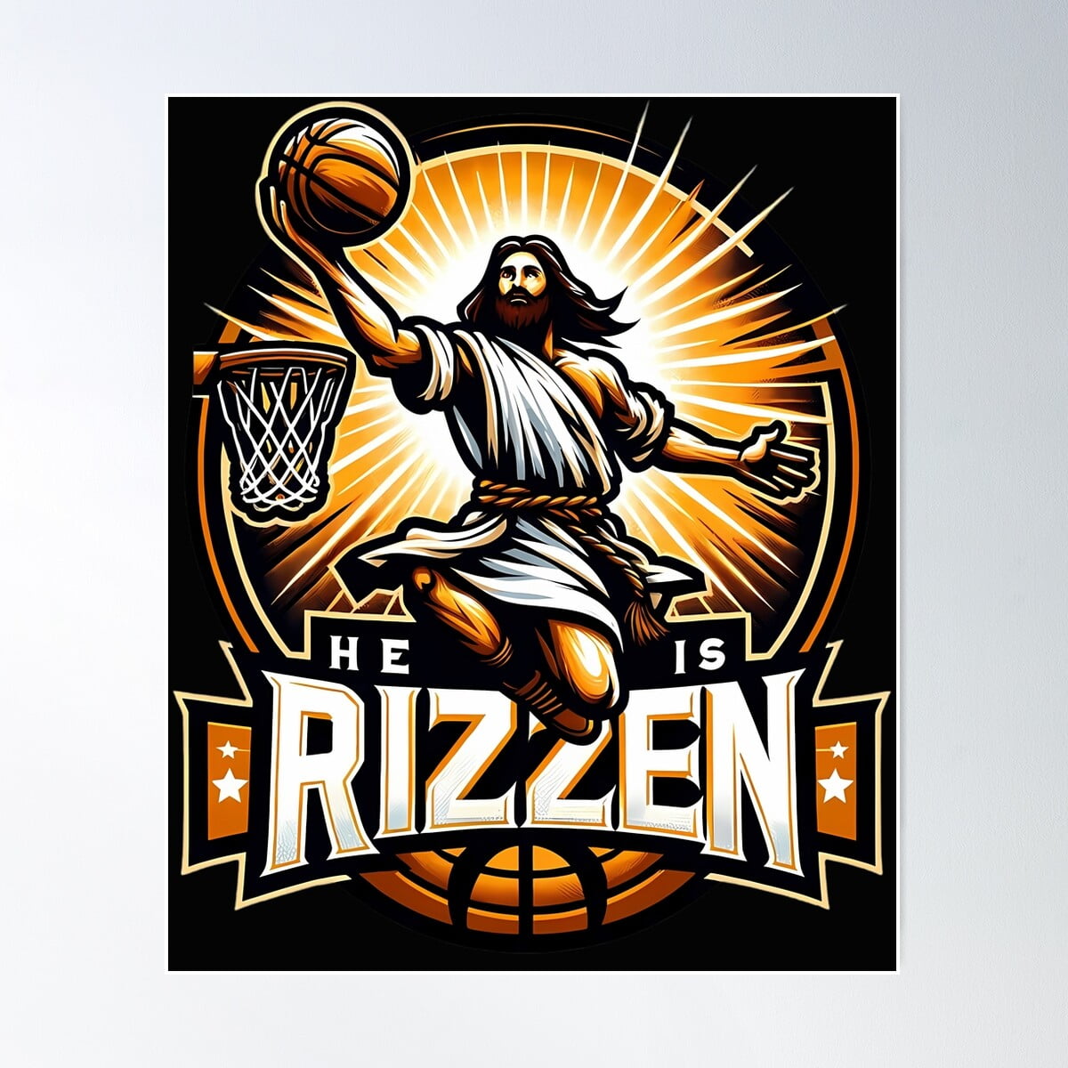Cool Christian Athlete Easter Meme He Is Rizzen Basketball Poster Wall ...