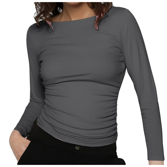 Cool Coat for Women Boat Neck Long Sleeve Fitted Solid Color Basic ...