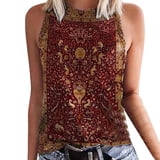 Cool Coat for Women Bohemian Retro Wind Print Clip Vest Womens Blouse ...