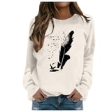 Cool Coat for Women Loose Fit Feather Print Athletic Comfort Round Neck ...