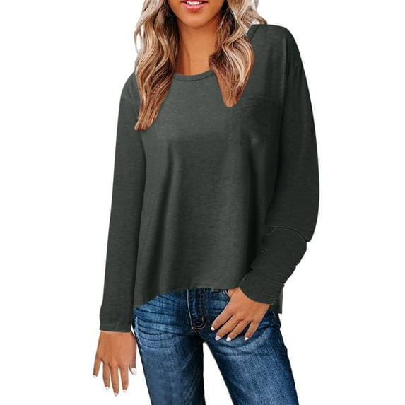 Cool Coat for Women Solid Color Long Sleeve V Neck Pocket Slanted ...