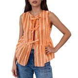 Cool Coat for Women Striped Open Front Loose Vest Party Outfits Comfort ...