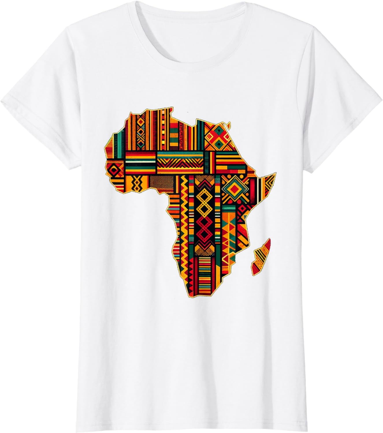 Cool Colorful Africa Map Men Women Kente African Lover T-Shirt ...