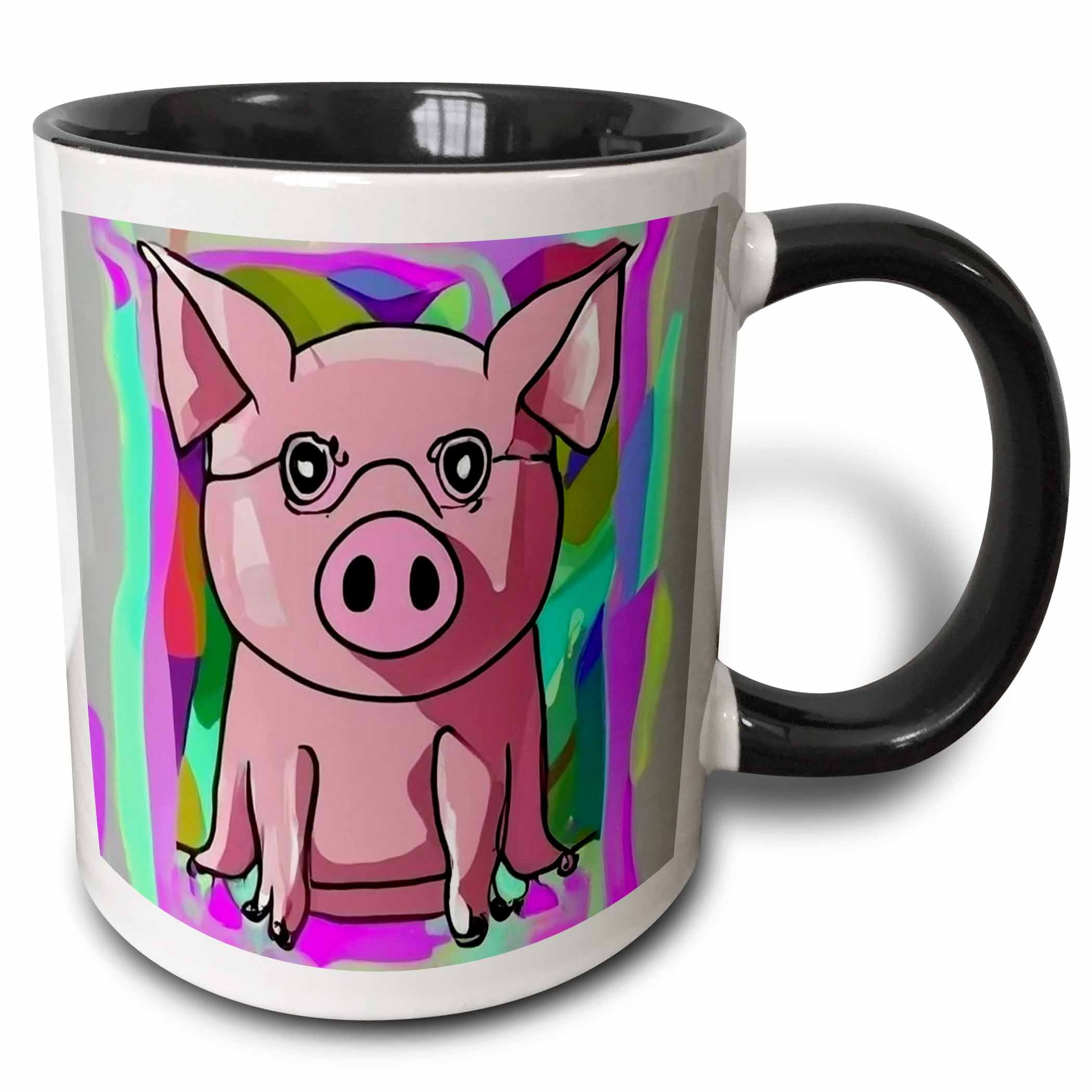 3drose, Cool Colorful Funny Pink Pig in Cubism Abstract Art Style, 11oz ...