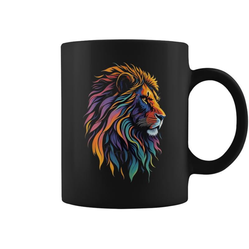 Cool Colorful Lion Head Graphic Leo August Birthday Coffee Mugs ...