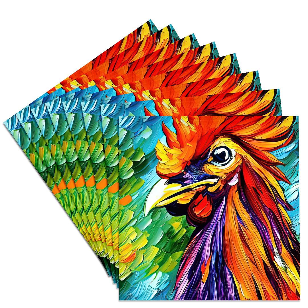 3drose, Cool Colorful Rooster Portrait. Chic Digital Painting Gift ...