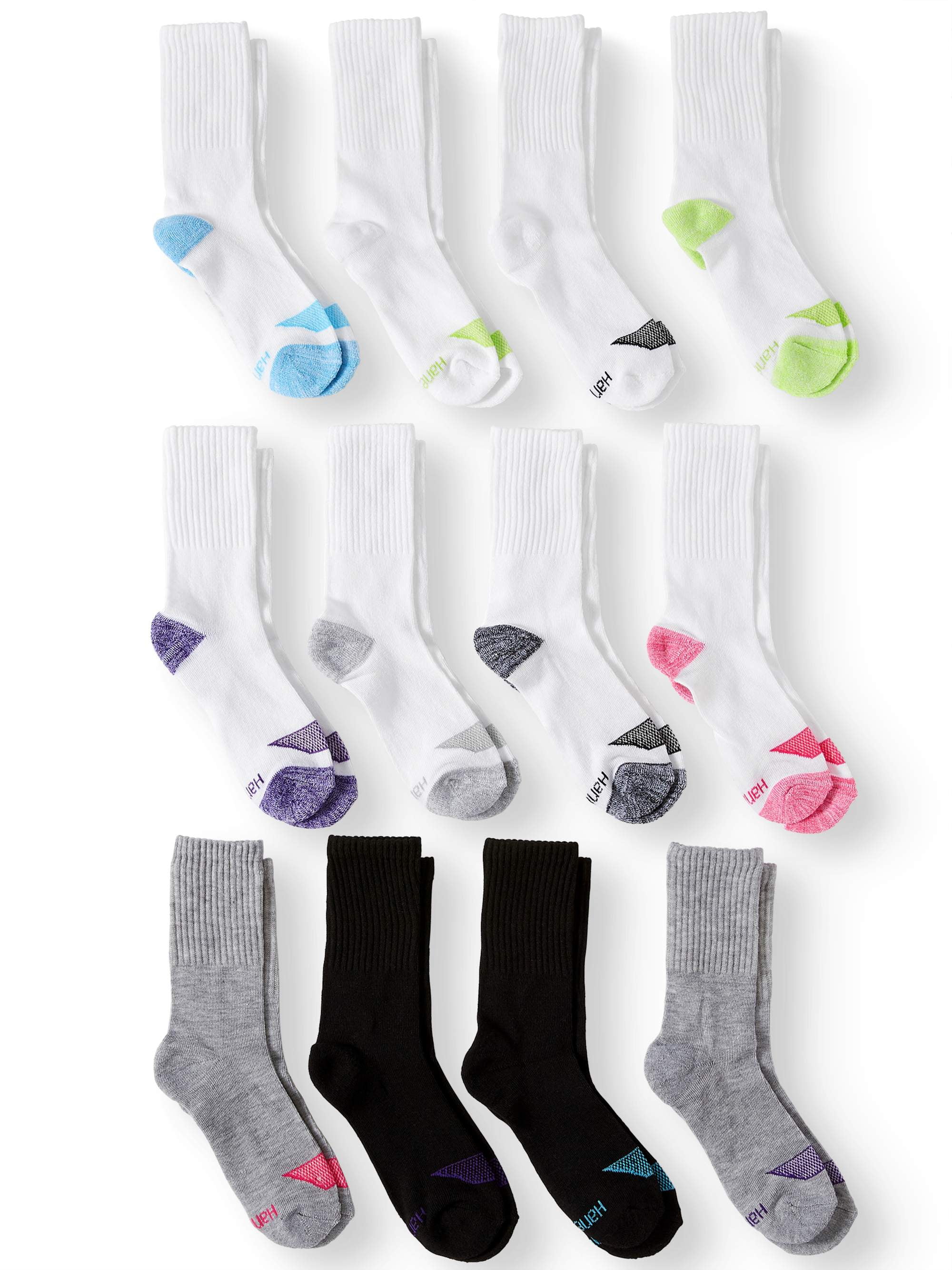 Cool Comfort Crew Socks, 12 Pairs (Little Girls & Big Girls) - Walmart.com