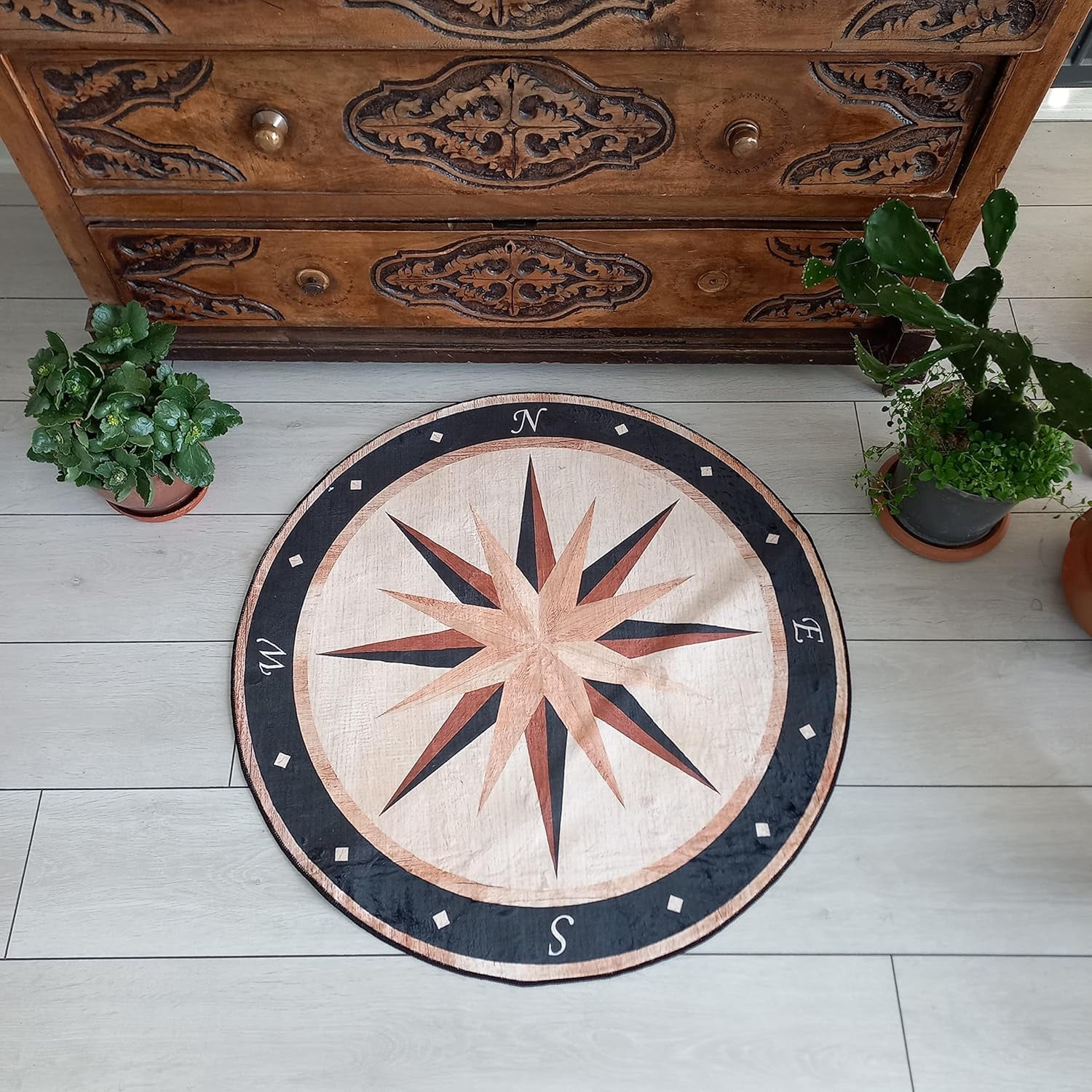 Cool Compass Round Area Rug, hypebeast nautical circle carpet for dorm ...