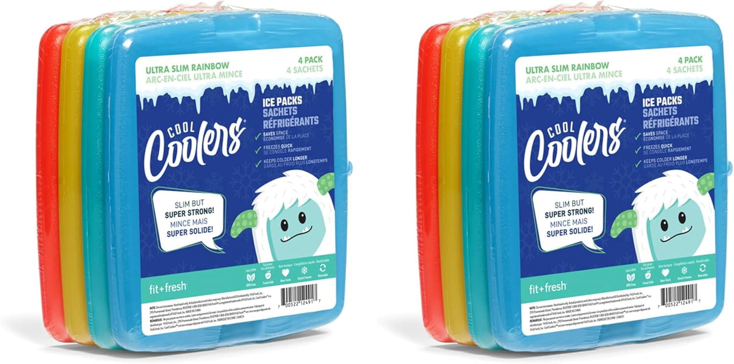 Cool Coolers 4 Pack Slim Ice Packs, Quick Freeze Space Saving Reusable ...