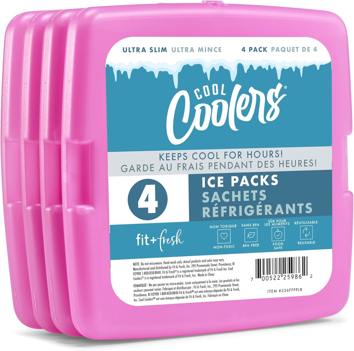 Cool Coolers 4 Pack Slim Ice Packs, Quick Freeze Space Saving Reusable ...