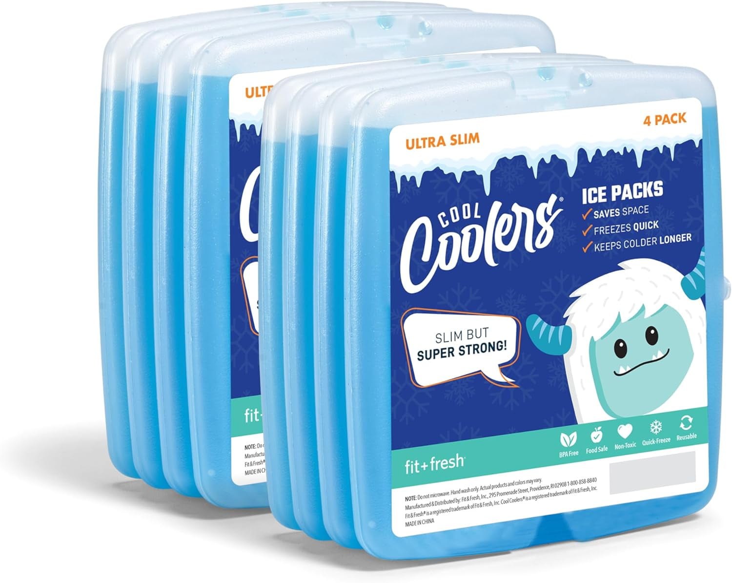 Cool Coolers Slim Ice Packs, Quick Freeze, Space-Saving, Reusable Ice ...