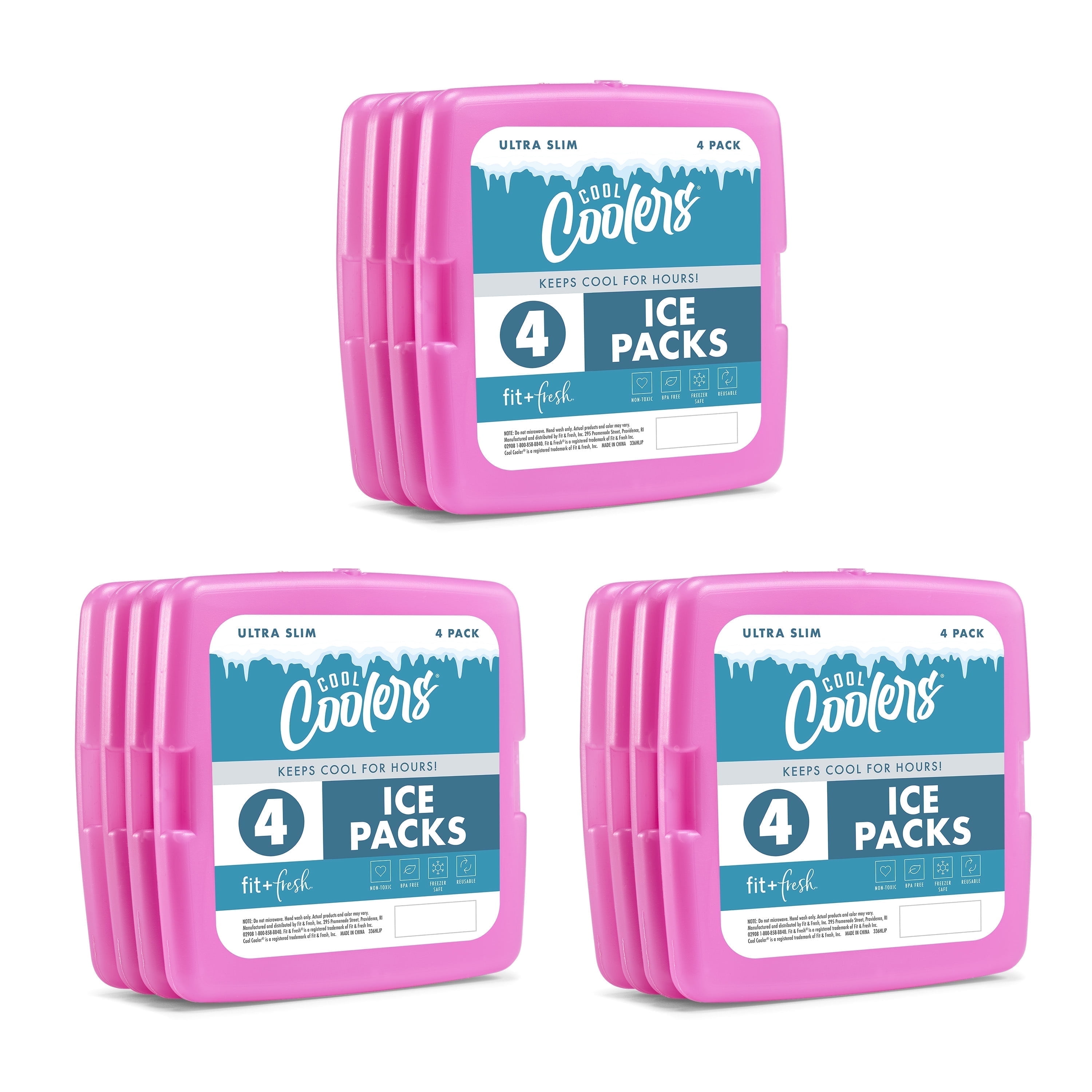 Cool Coolers by Fit + Fresh Slim, Reusable Ice Pack for Lunch Boxes or ...