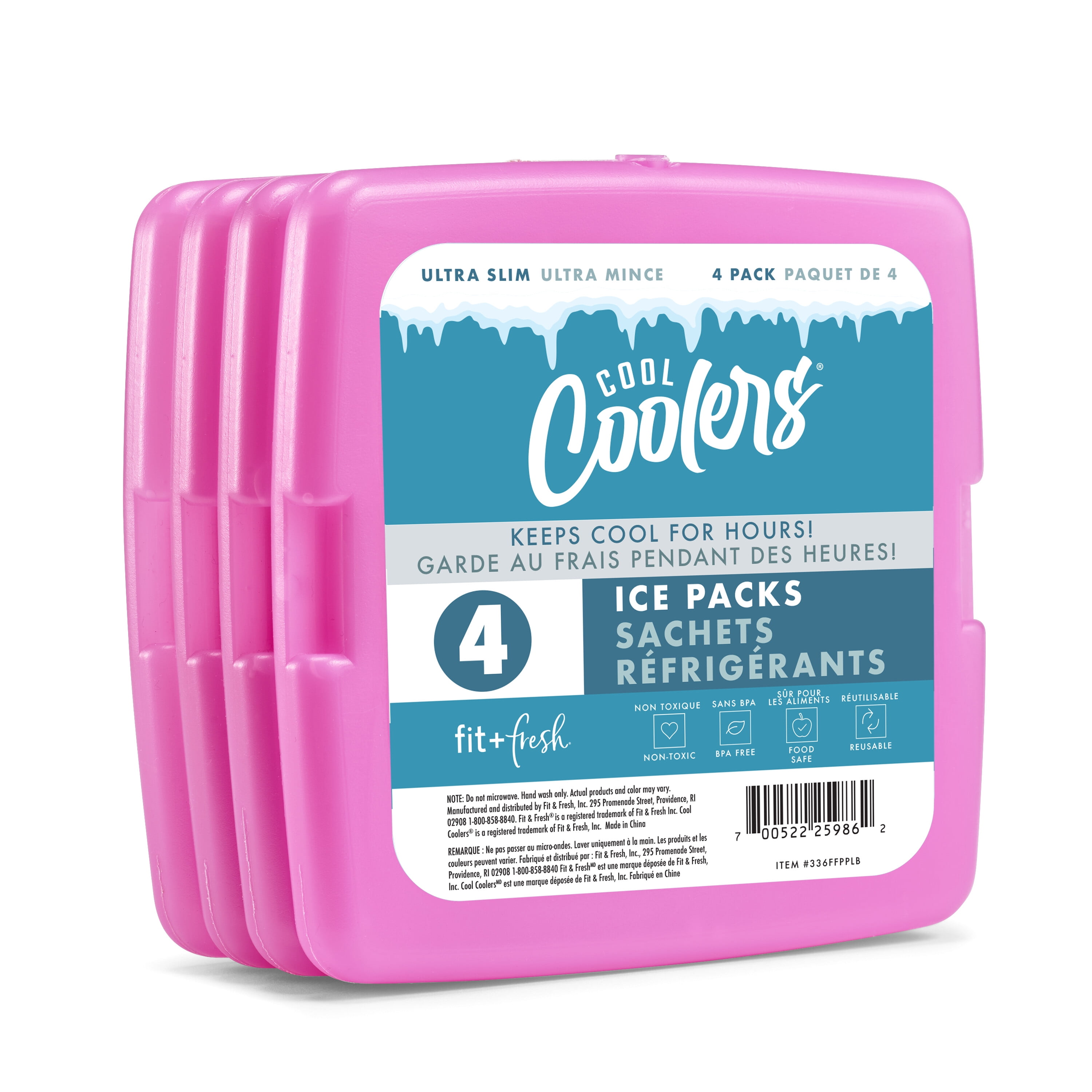 Cool Coolers by Fit + Fresh, Reusable & Long-Lasting Slim Ice Packs, 4 ...
