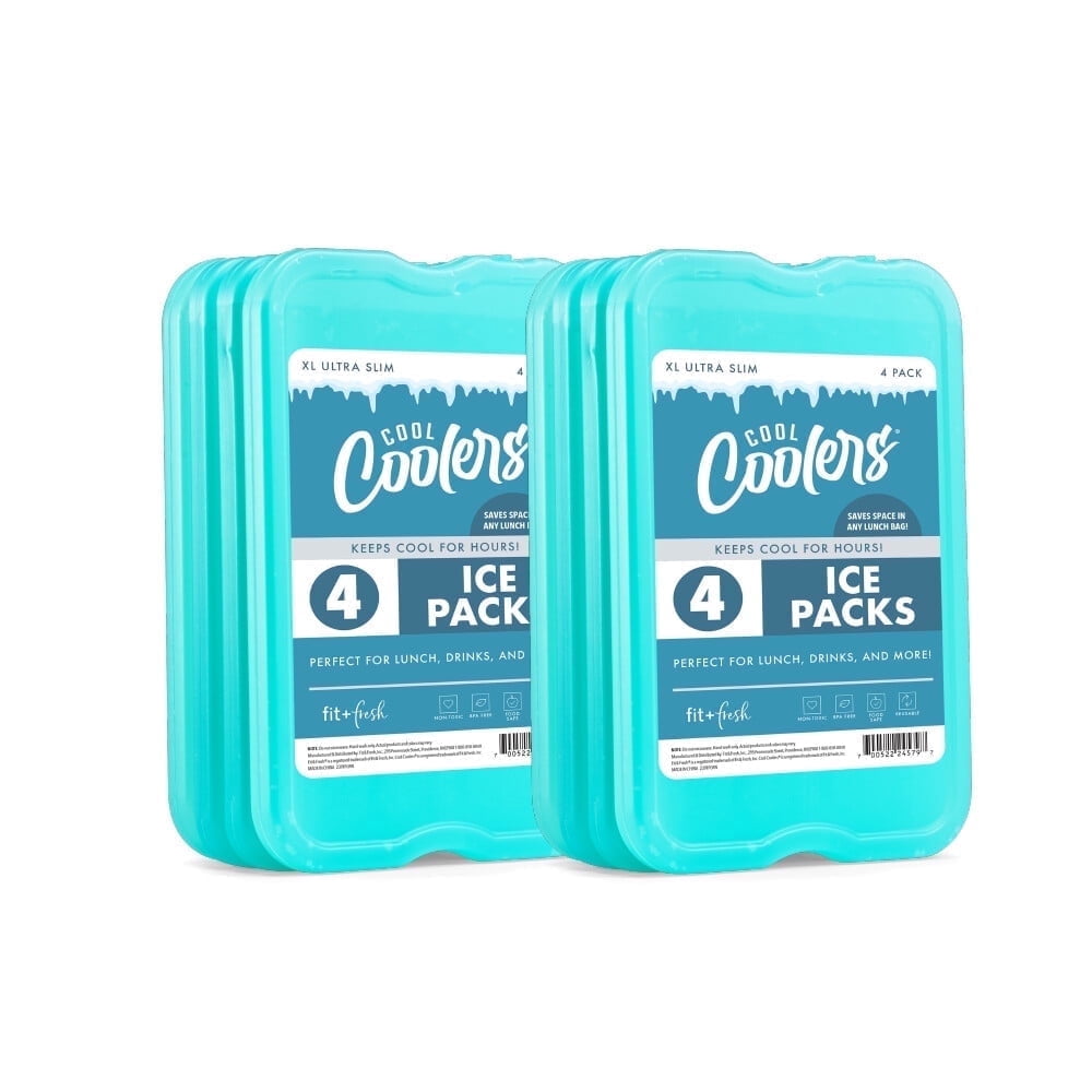 Cool Coolers by Fit & Fresh, Reusable & Long-Lasting XL Slim Ice Packs ...