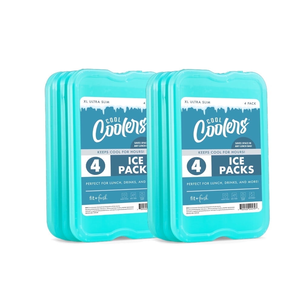 Cool Coolers by Fit & Fresh, Reusable & Long-Lasting XL Slim Ice Packs ...