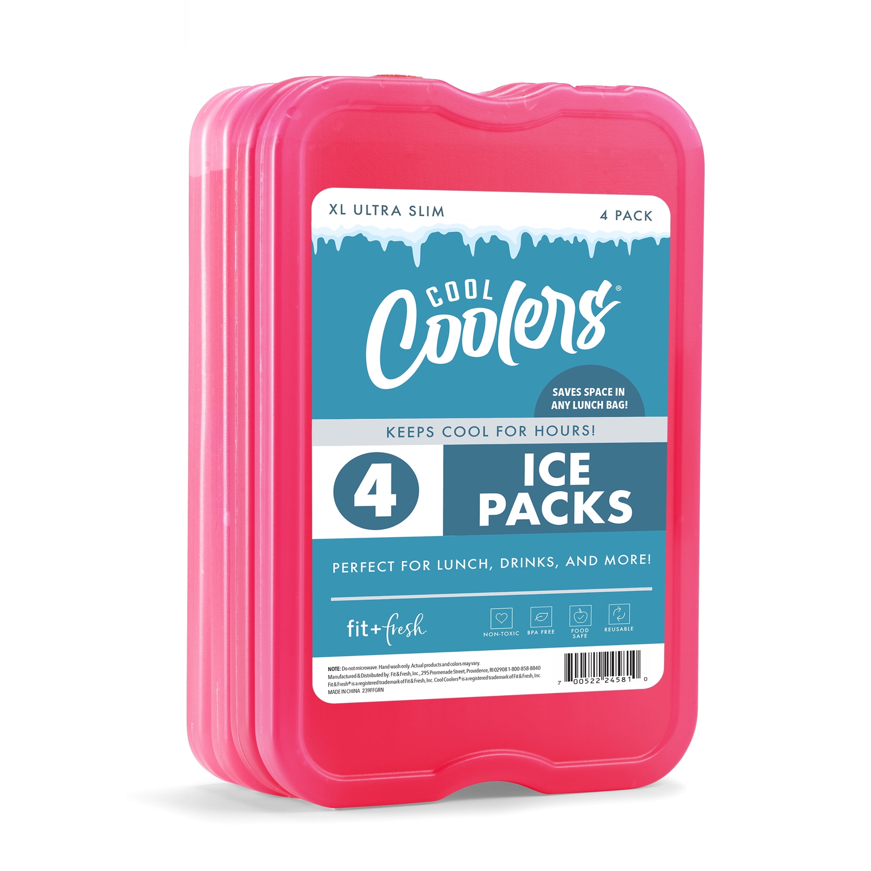 Cool Coolers by Fit & Fresh, Reusable & Long-Lasting XL Slim Ice Packs ...