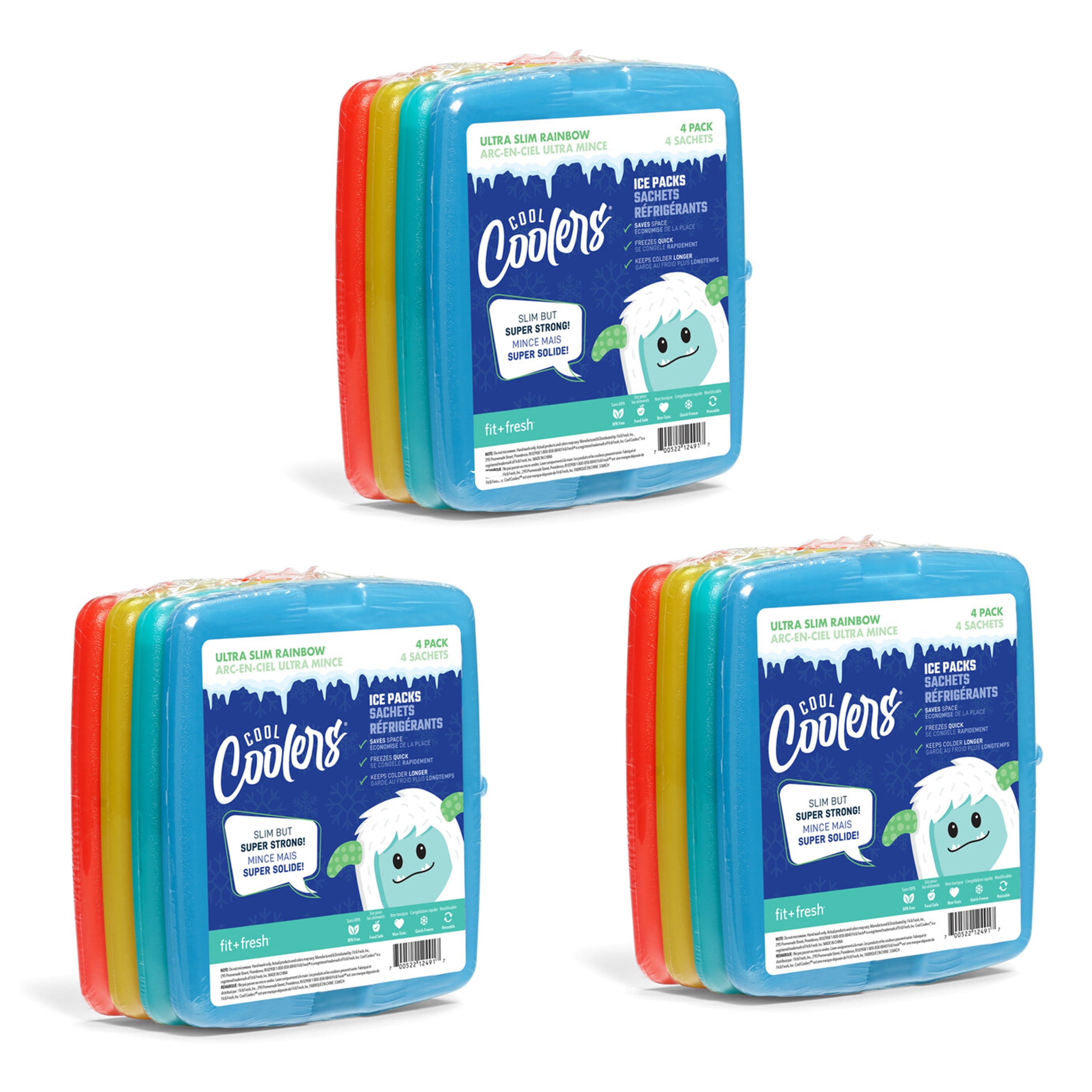 Cool Coolers by Fit + Fresh Slim Kids Ice Packs for Lunch Boxes or ...