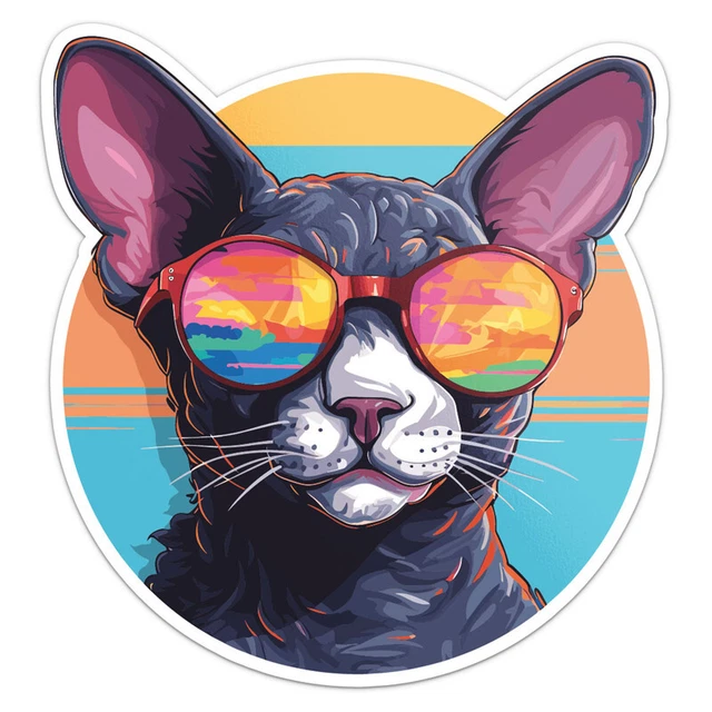 Cool Cornish Rex Cat Sticker Phone Decal Water Bottle Stickers Car ...