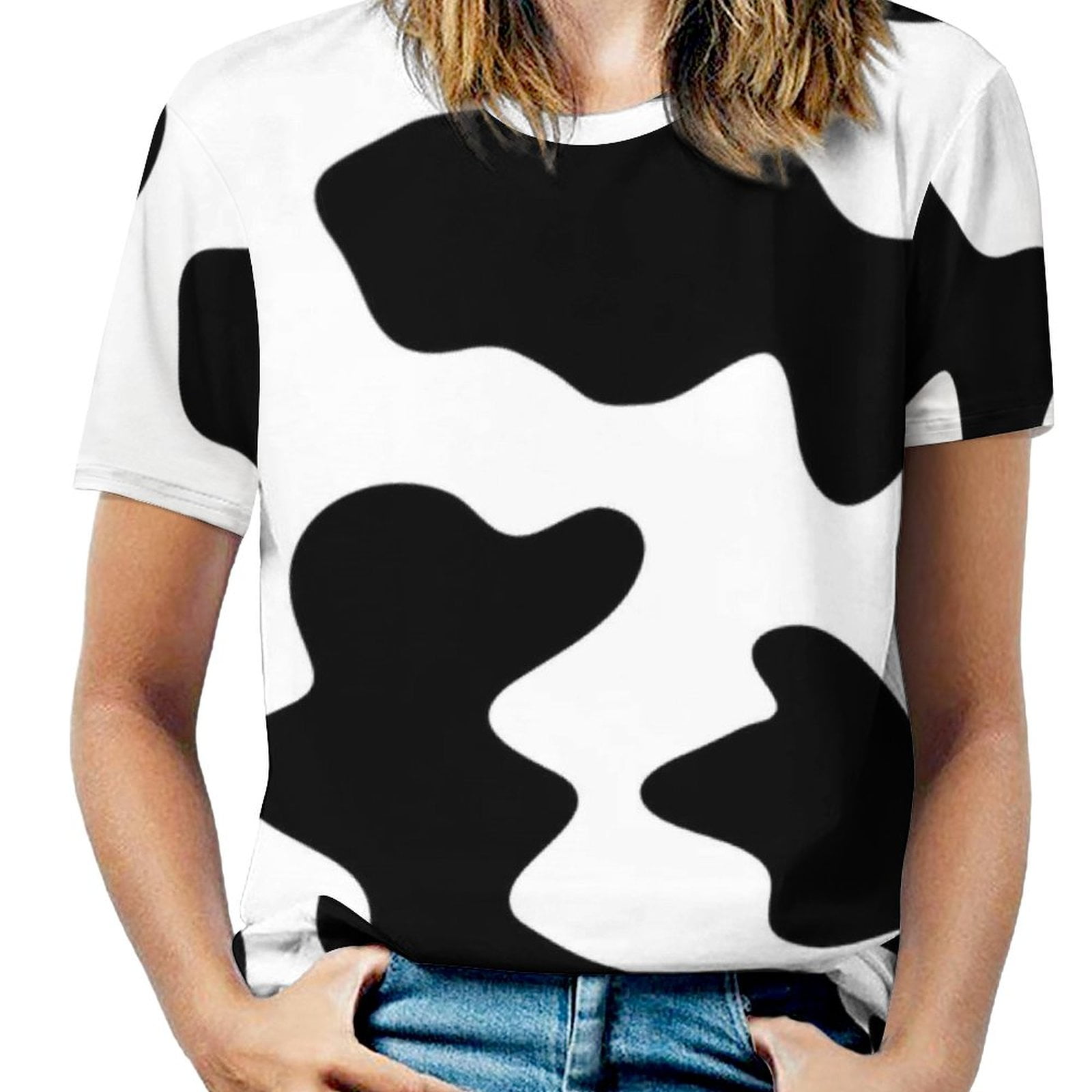Cool Cow Print Animal Cartoon Pattern Mini Skirt Women'S T-Shirt Summer ...