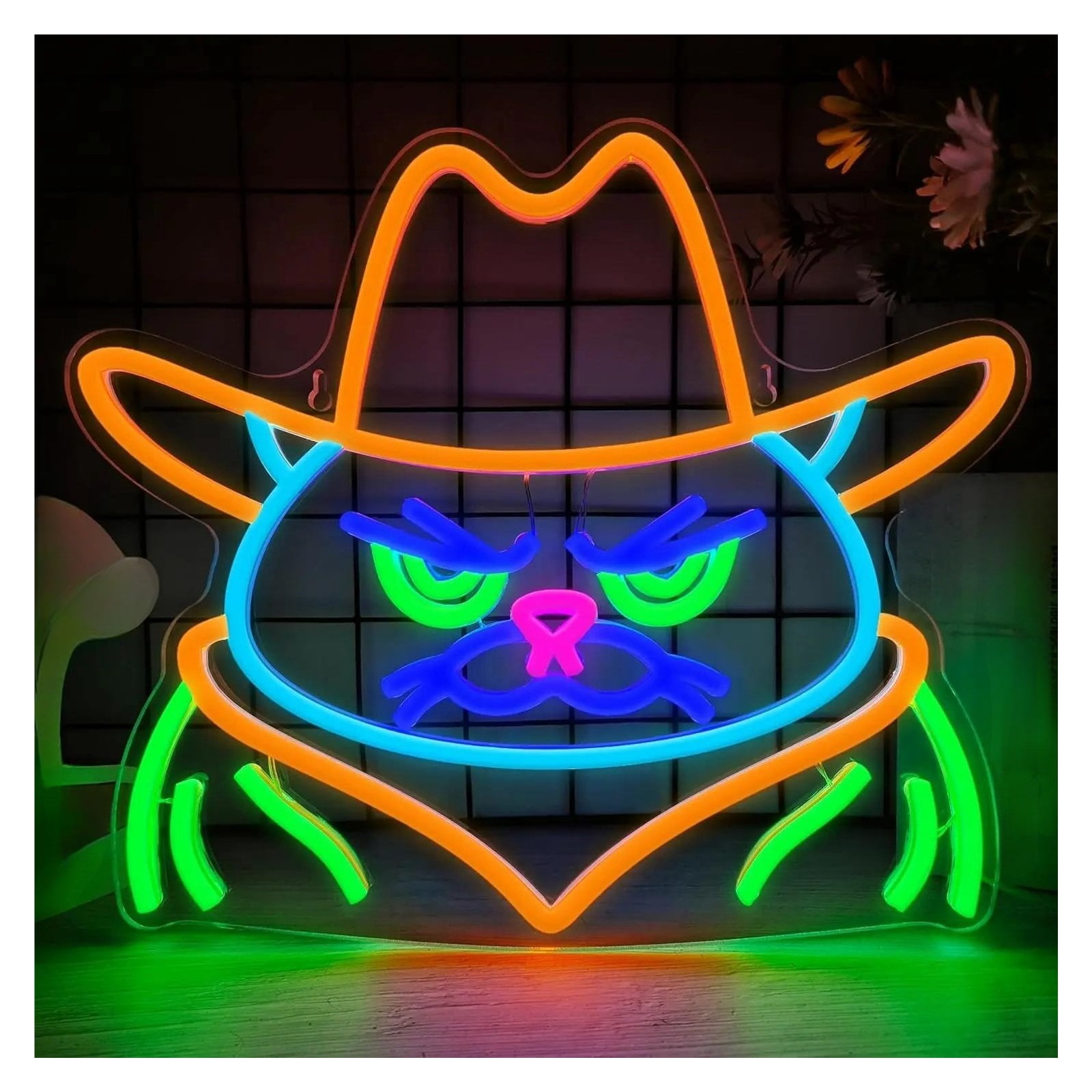 Cool Cowboy Cat Neon Signs USB Powered Dimmable Neon Lights For Kids ...