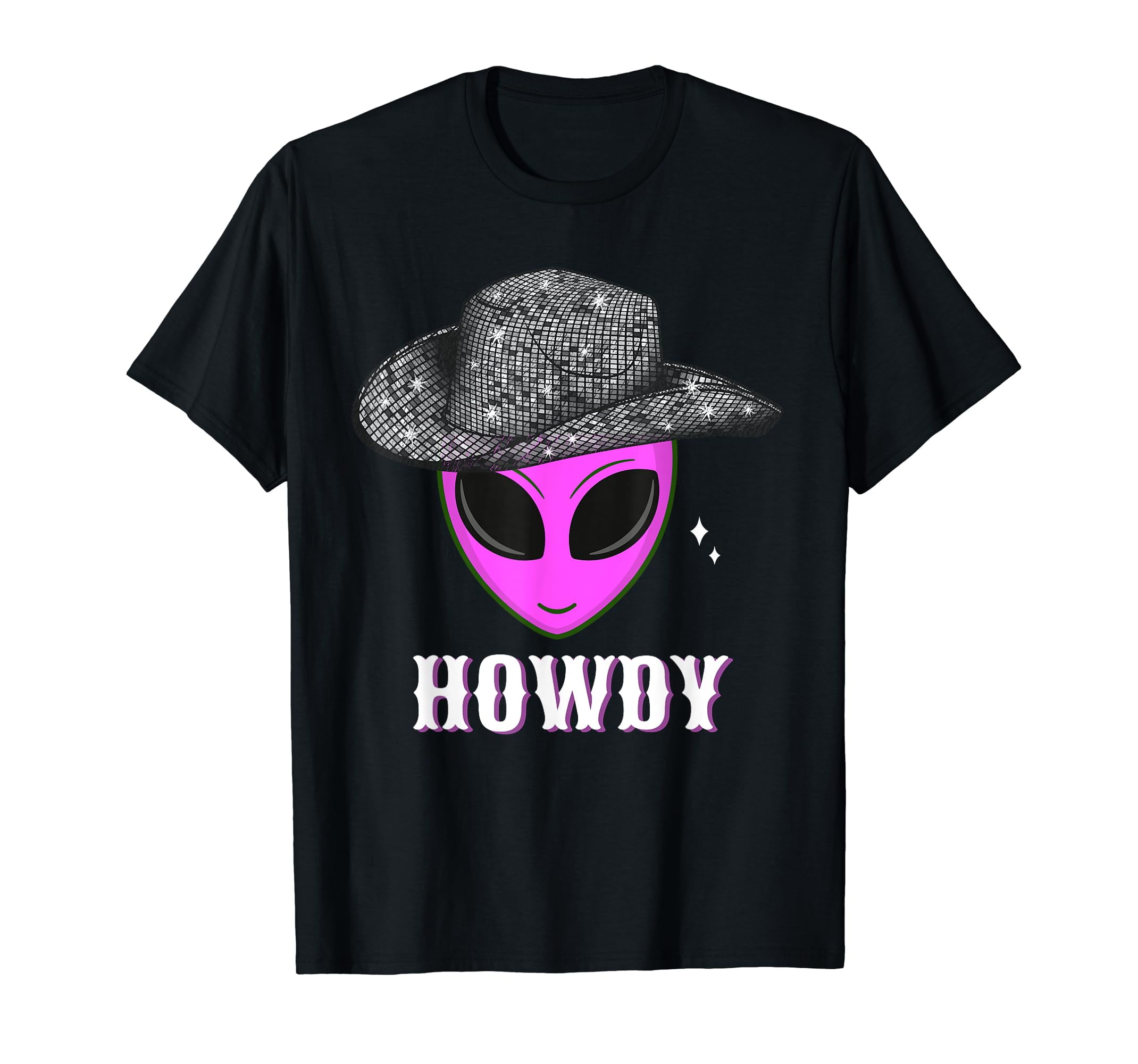 Cool Cowboy Hat Alien Howdy Space Western Disco Theme T-Shirt - Walmart.com