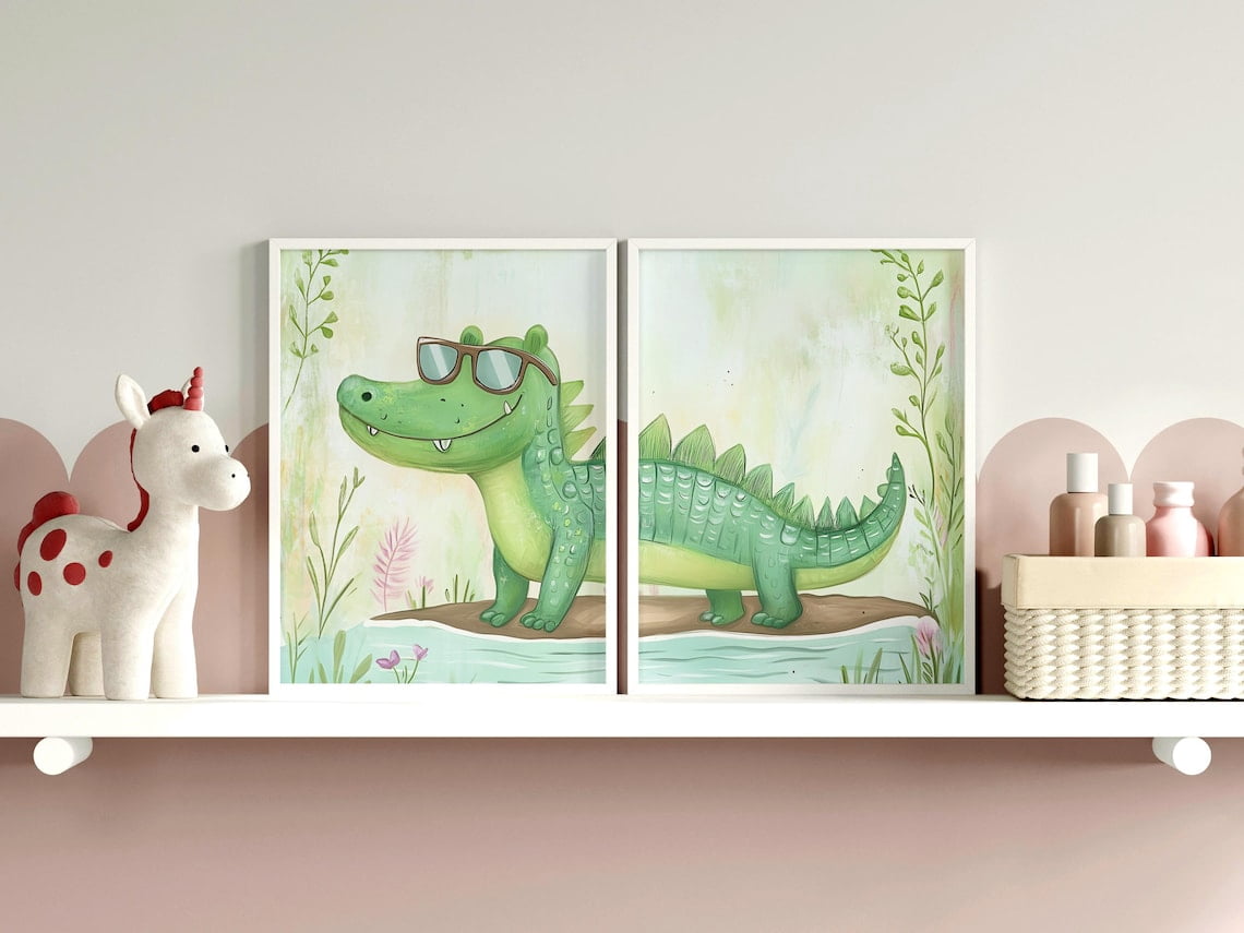 Cool Crocodile Wall Art Alligator Room Cute Nursery Animal Children ...