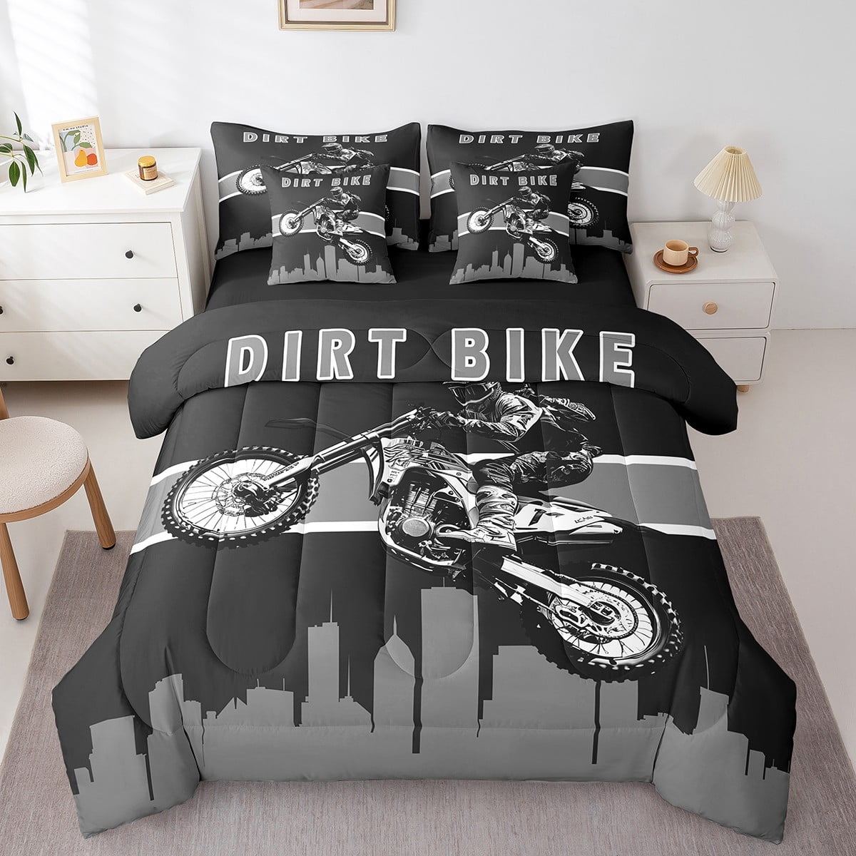 Cool Cross Bike Bedding Comforter Sets 7pcs for Teens Adults Dirt Bike ...