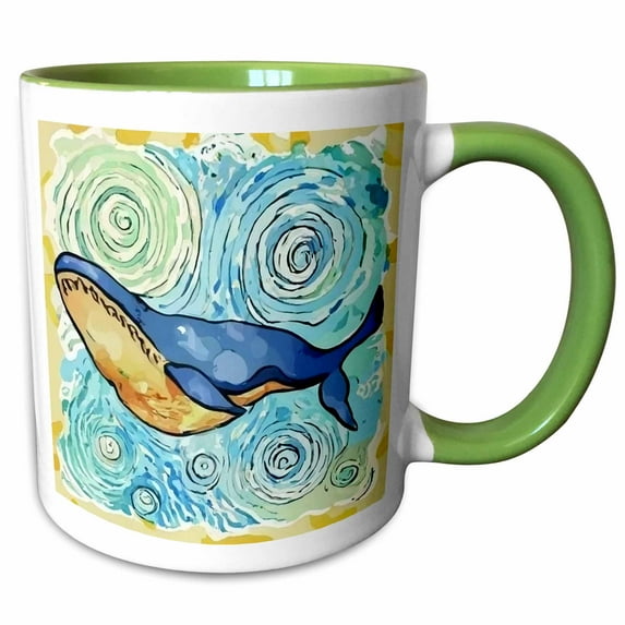 3drose, Cool Cute Blue Whale Van Gogh Starry Night Style Save the ...