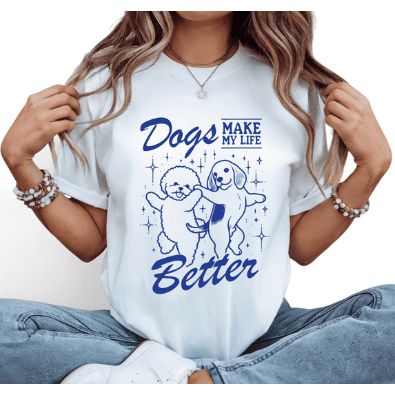 Cool Cute Dancing Dog Slogan White S-5XL Women's Cotton Print Tshirt ...