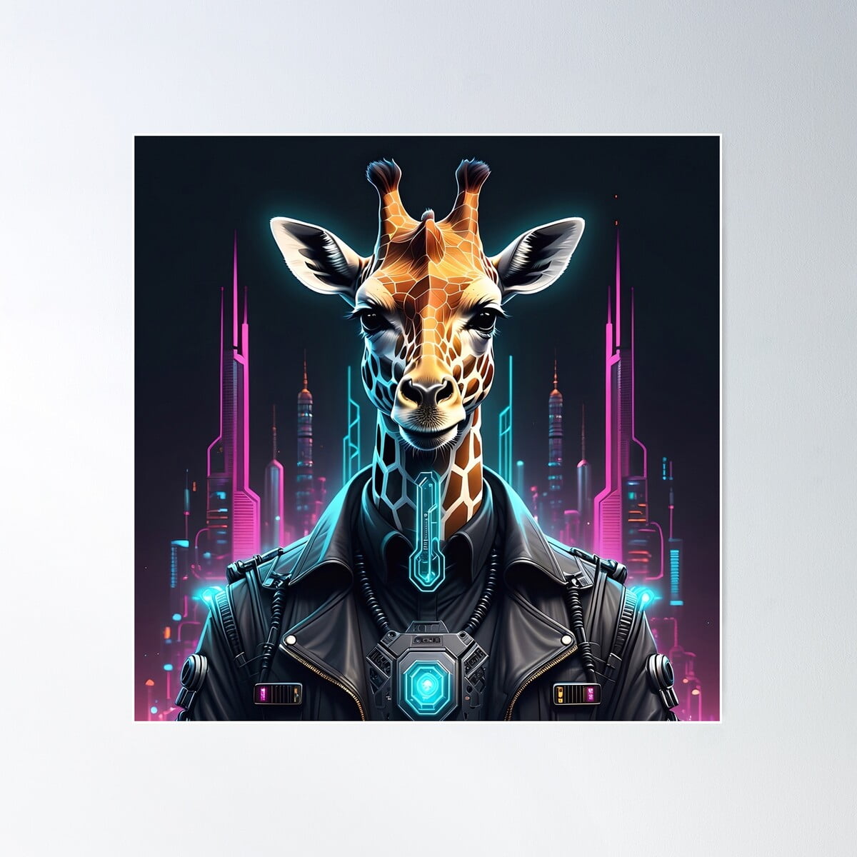 Cool Cyberpunk Cyborg Giraffe Poster Wall Art, Modern Wall Decor For ...