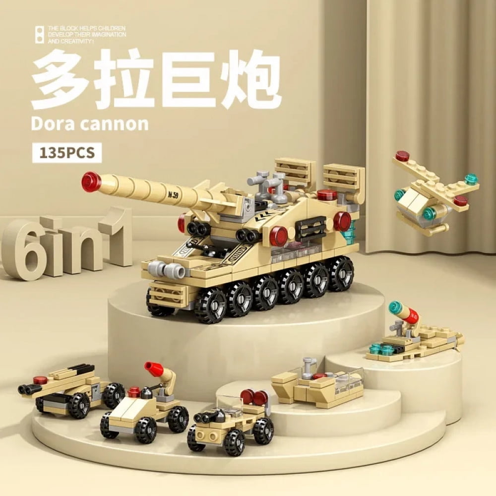 Cool DIY 6in1 Aircraft Carrier Helicopter Mortar Missile Armored Vehicle Building Blocks Kit ...
