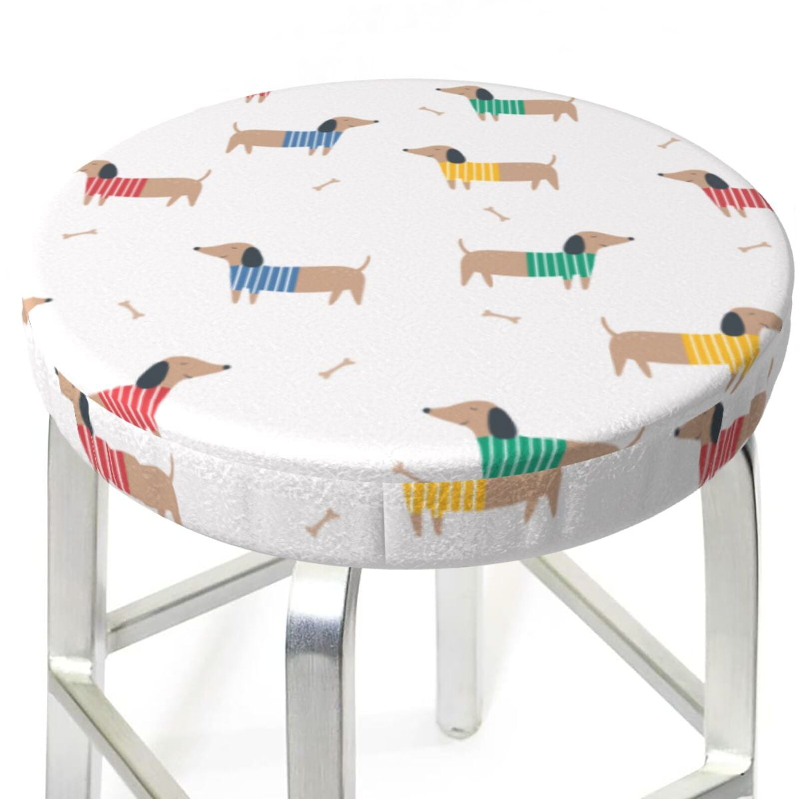 Cool Dachshund Dog Puppy Bone Bar Stool Covers Round - Washable Round ...