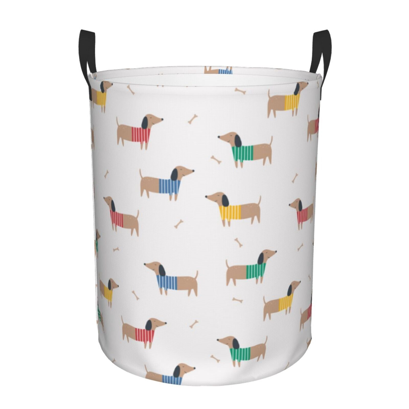 Cool Dachshund Dog Puppy Bone Round Laundry Basket, Laundry Hamper with ...