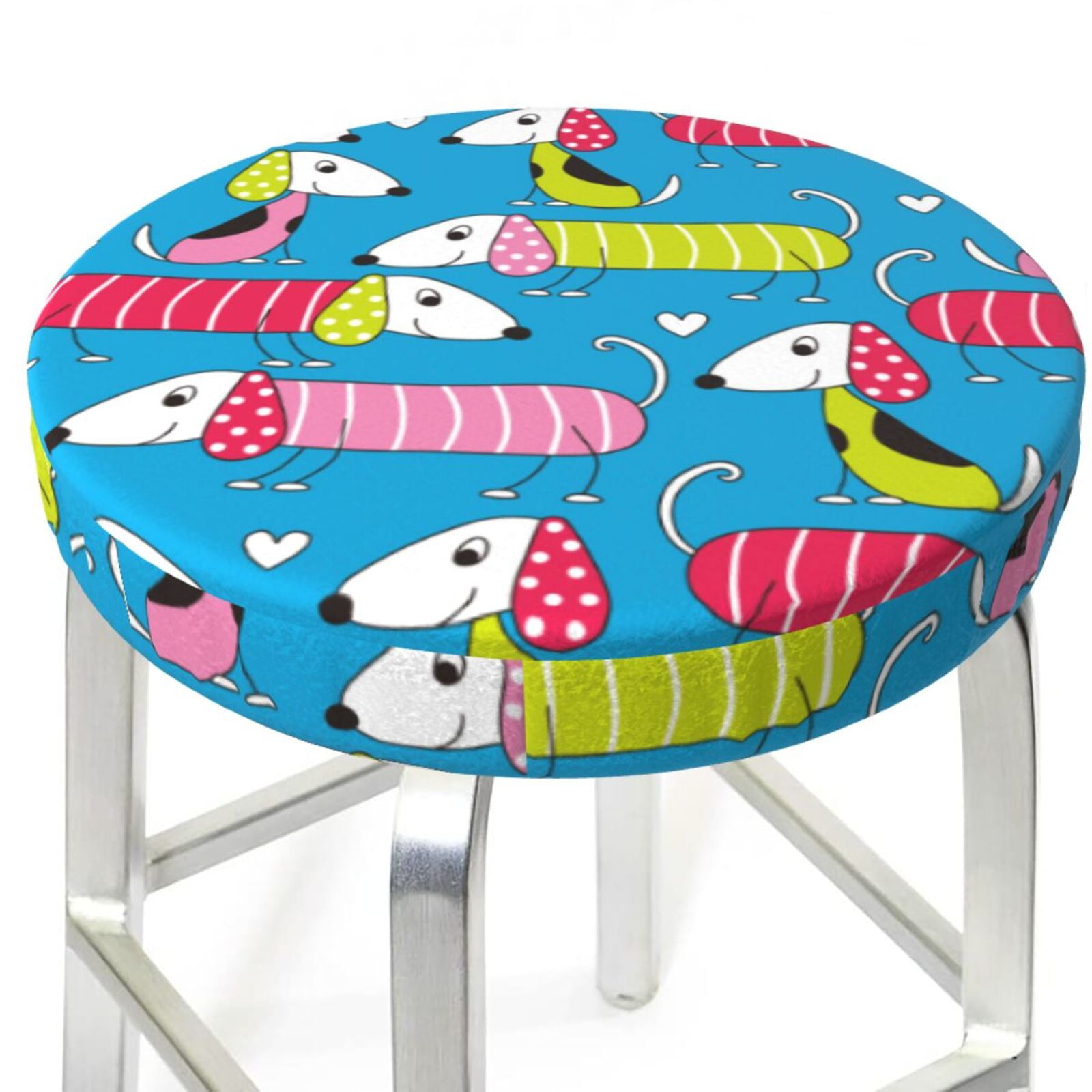 Cool Dachshund Dog Puppy Round Bar Stool Covers, Soft Velvet Bar Stool ...