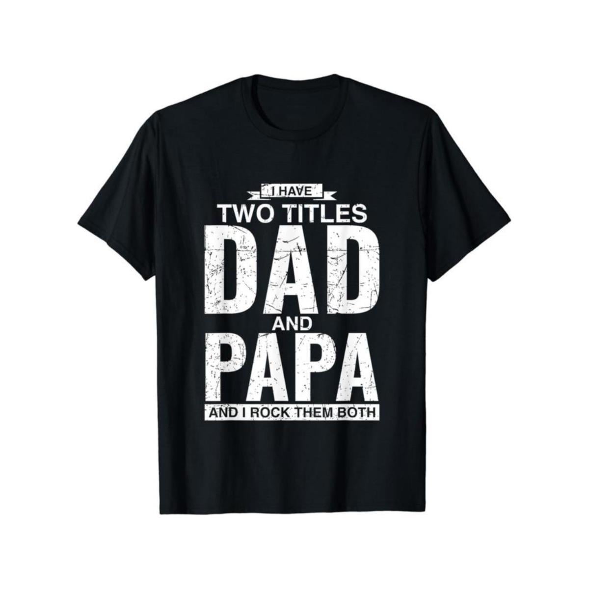 Cool Dad And Papa Double Title Rocking T-Shirt For Awesome Fathers, Men ...