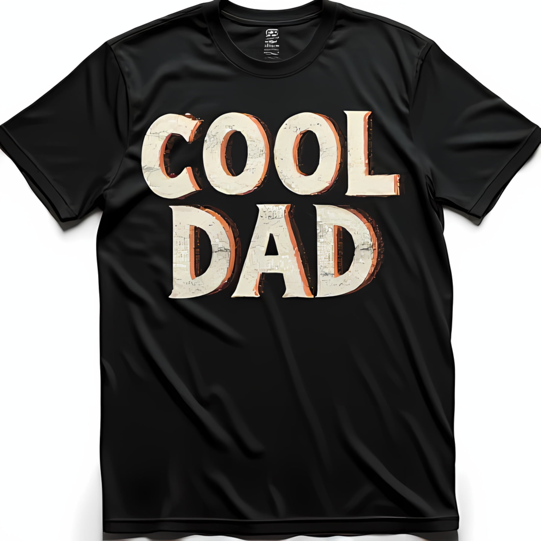 Cool Dad Black T-Shirt with Bold White Block Letters & Outline ...