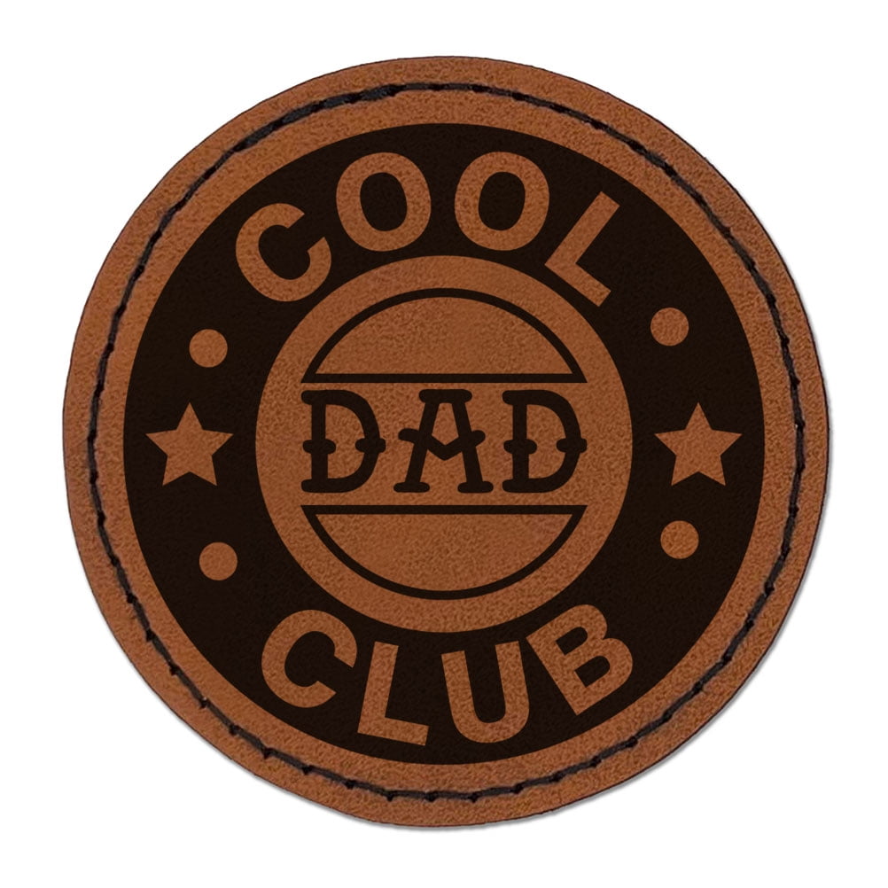 Cool Dad Club Award Star Family Round Iron-On Engraved Faux Leather ...