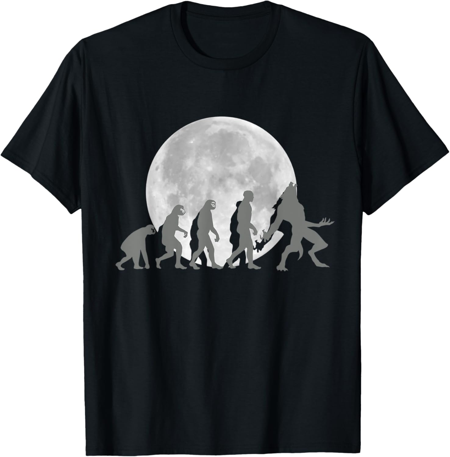 Cool Darwin Evolution Human to Werewolf Full Moon Costume T-Shirt ...