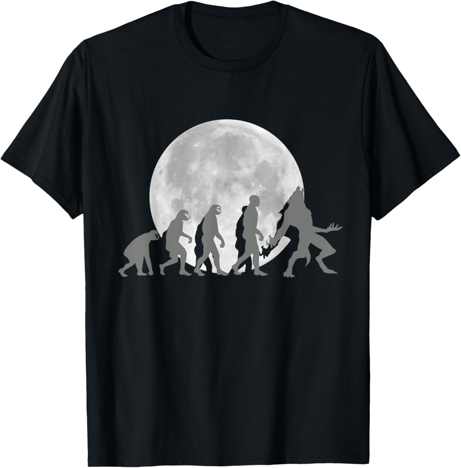 Cool Darwin Evolution Human to Werewolf Full Moon Costume T-Shirt ...