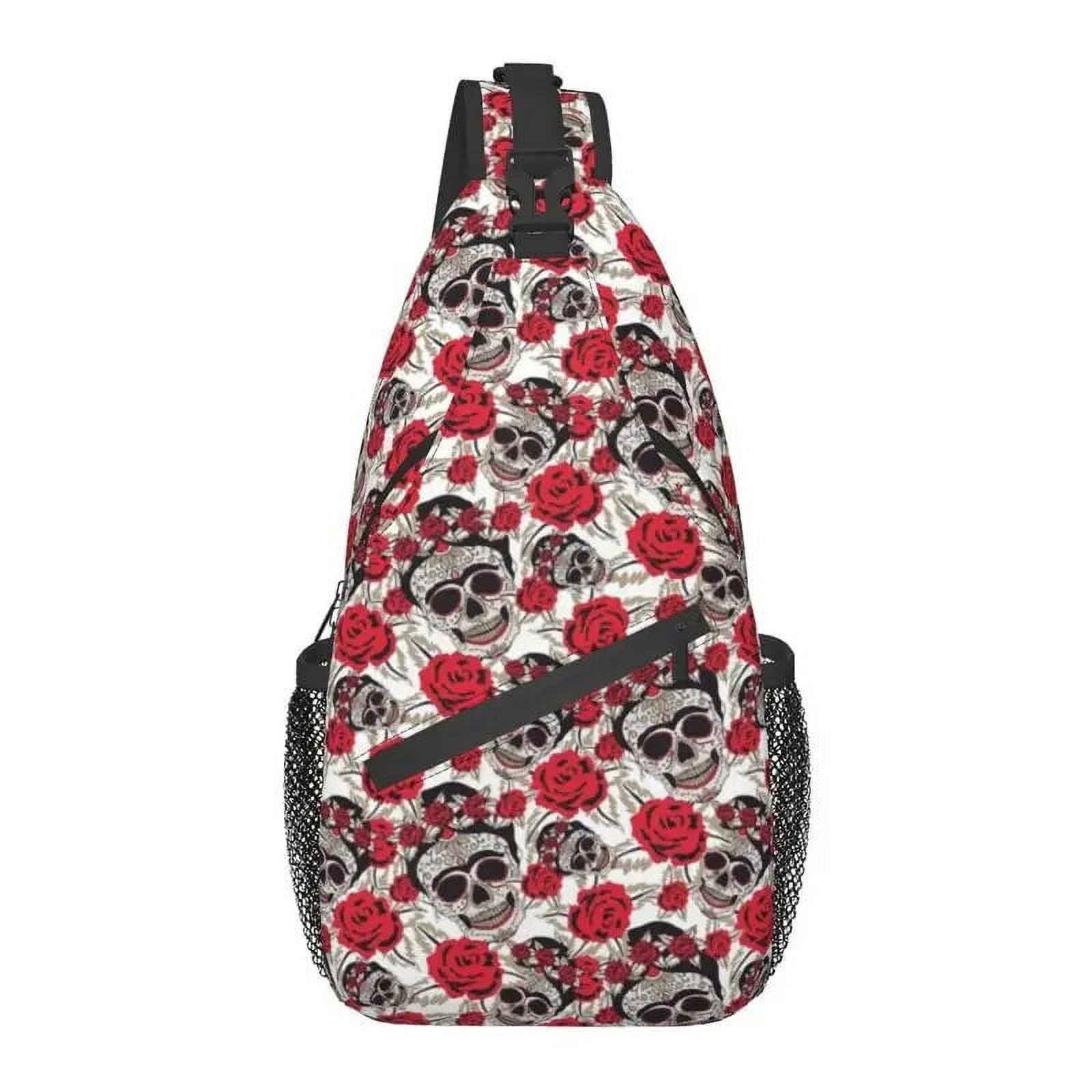 Cool Day Of The Dead Sugar Skull Pattern Crossbody Sling Backpack Men ...