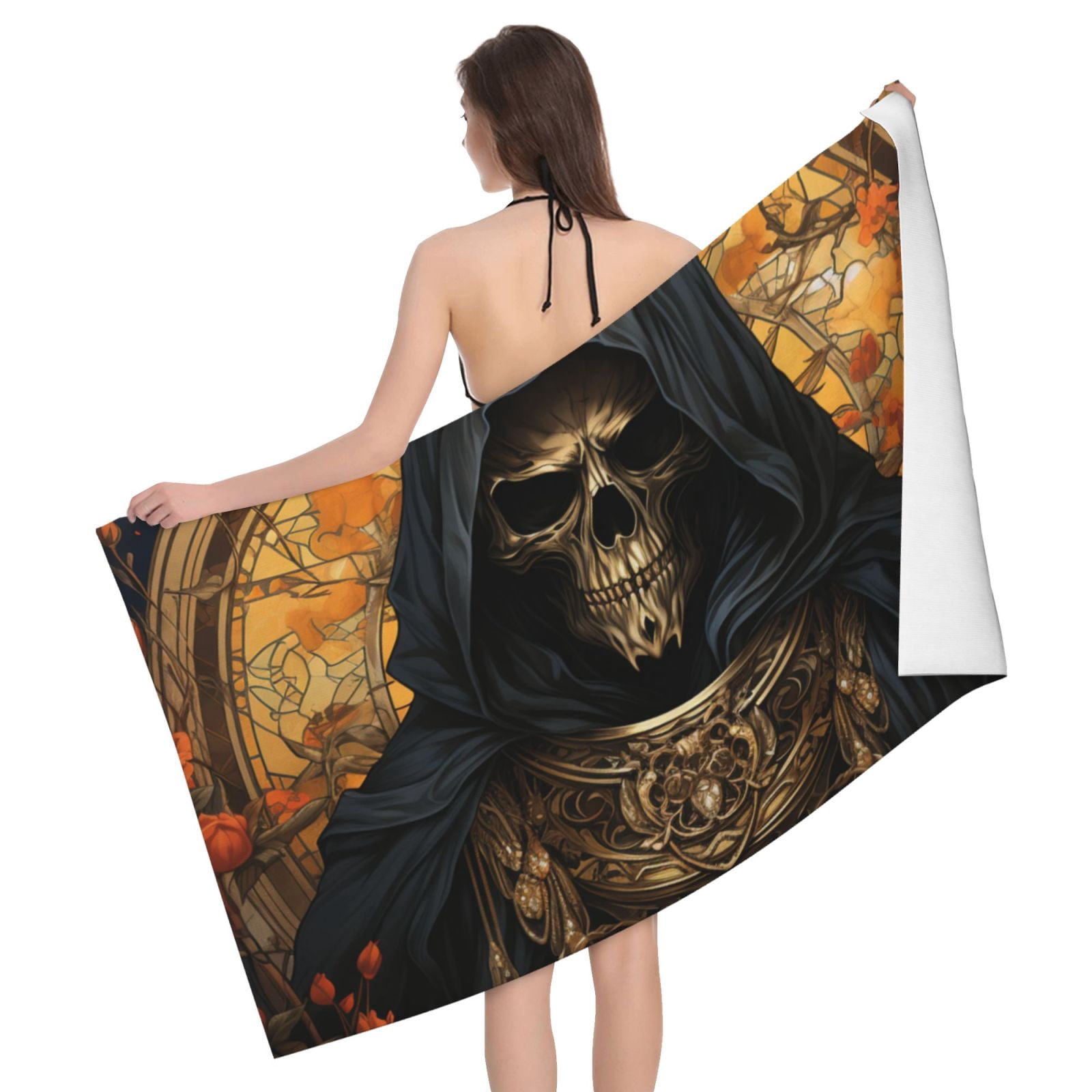 Cool Death Skull Grim Reaper Art Beach Bath Towel Gym Spa Shower Towels ...